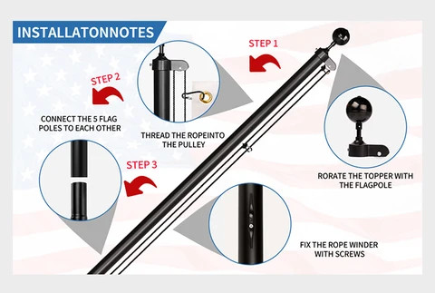 Buy Selling 5ft 6ft Wall Decorate Stainless Flagpole Mount Tangle Free ...