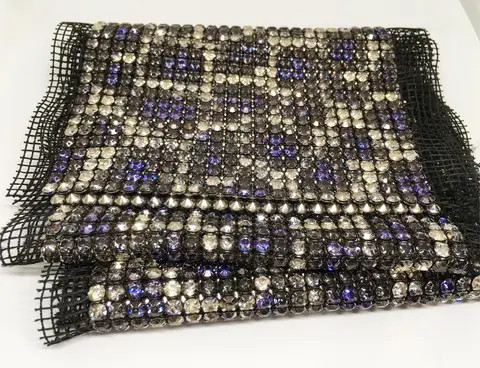 Buy Square Crystal Diamond Mesh 24 Rows Ss16 Crystal Glass Black Mesh ...