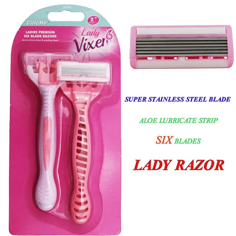 Buy Super Quality Stainless Steel Six Blades Rubber Handle Shaving ...