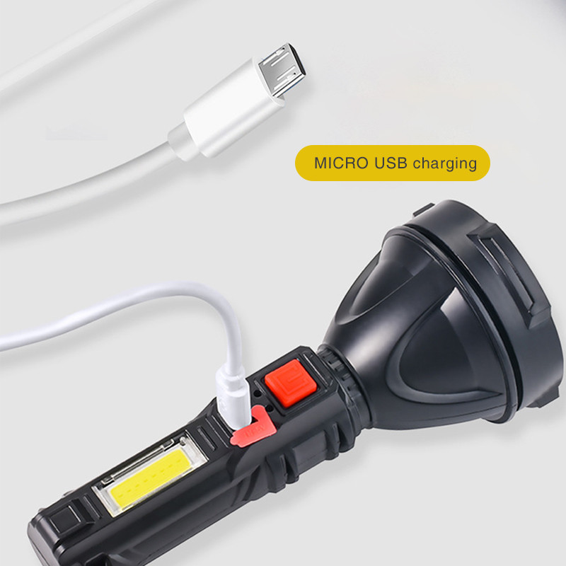 Buy Usb Rechargeable Ultra Bright Torch Light 4 Modes Searchlight Led ...