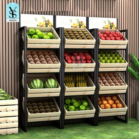 Buy Vegetable Fruit Shelf Display Rack Grocery Store Customized Display ...