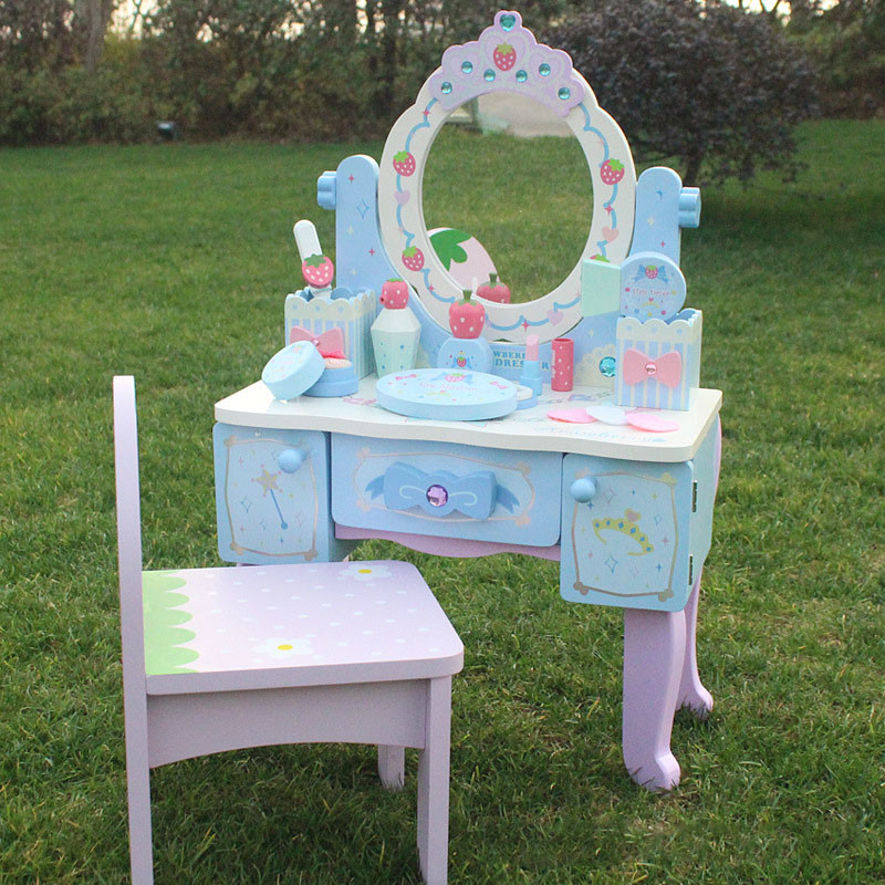 Buy Wooden Dresser Children Girl Make Up Toy Dressing Table Sets ...