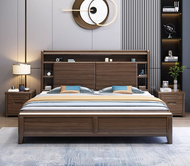 Buy Modern Solid Wood Storage Bed In Golden Silk Sandalwood. from ...