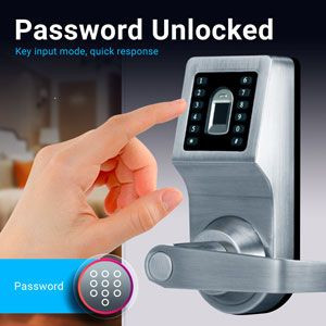 Buy Fingerprint Lock Passcode Key Card Metal Smart Door Lock Silver ...