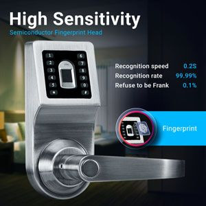Buy Fingerprint Lock Passcode Key Card Metal Smart Door Lock Silver ...