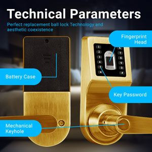 Buy Fingerprint Lock Passcode Key Card Metal Smart Door Lock Silver ...