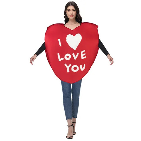 Buy Adult Couple Cartoon Red Heart Cosplay Outfit For Valentines Day ...