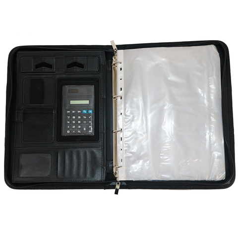 Buy All-in-one Contrast Stitch File Folder Portfolio Ring Binder With ...
