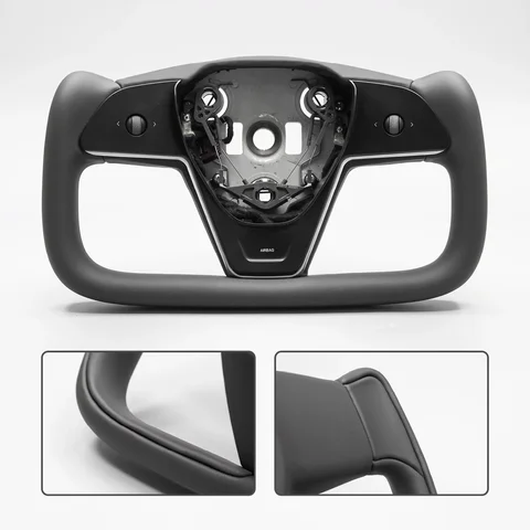 Buy Car Steering Wheel Yoke Style Carbon Fiber Leather For Model 3 ...