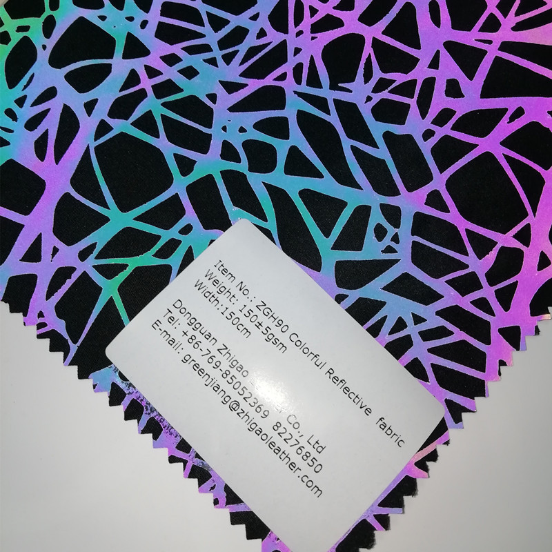 Buy Colorful Rainbow Reflective Leather Fabric For Coat Thefashion ...