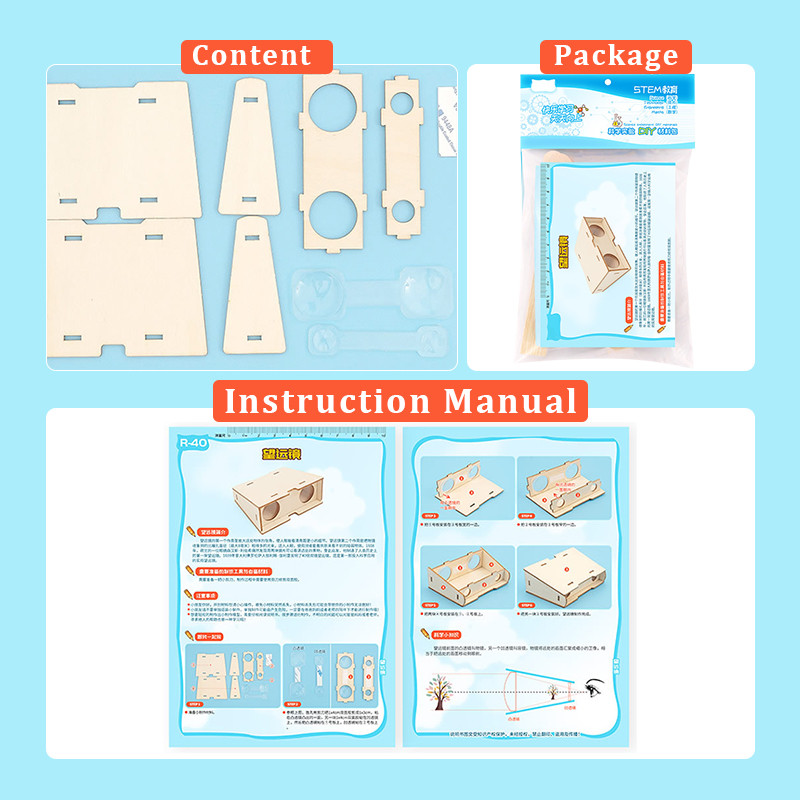 Buy Diy Wooden Telescope Physics Optics Educational Equipment Teaching ...