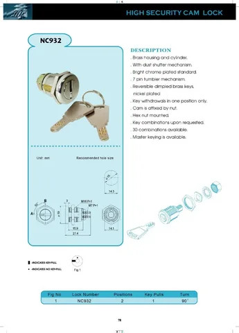 Buy High Security 16mm Furniture Security Cam Lock from Jin Tay ...