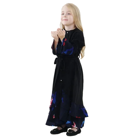 Buy Latest Round Collar Abaya Kids Black Turkey Style Modele De Robe ...