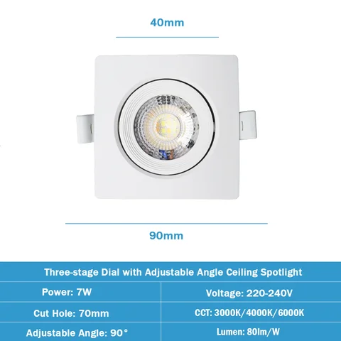 Buy Led 3-stage Dial With Adjustable 90 Degree Angle Square Ceiling ...