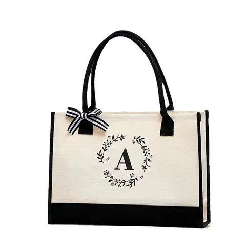 Buy New Personalized Design Lace Initial Tote Bag Canvas Blank With ...