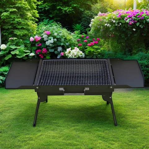 Buy Portable Iron Charcoal Bbq Grill Non-stick Surface Foldable Camping ...