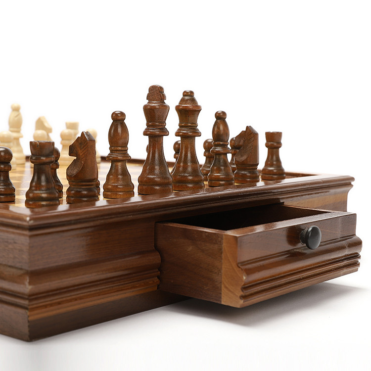Buy Waffle Games Deluxe Walnut Chess Set Luxury With Drawers from Yunhe ...