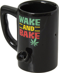 Buy Wake And Bake Smoking Pipe 3d Ceramic Matt Black Coffee Mug from ...