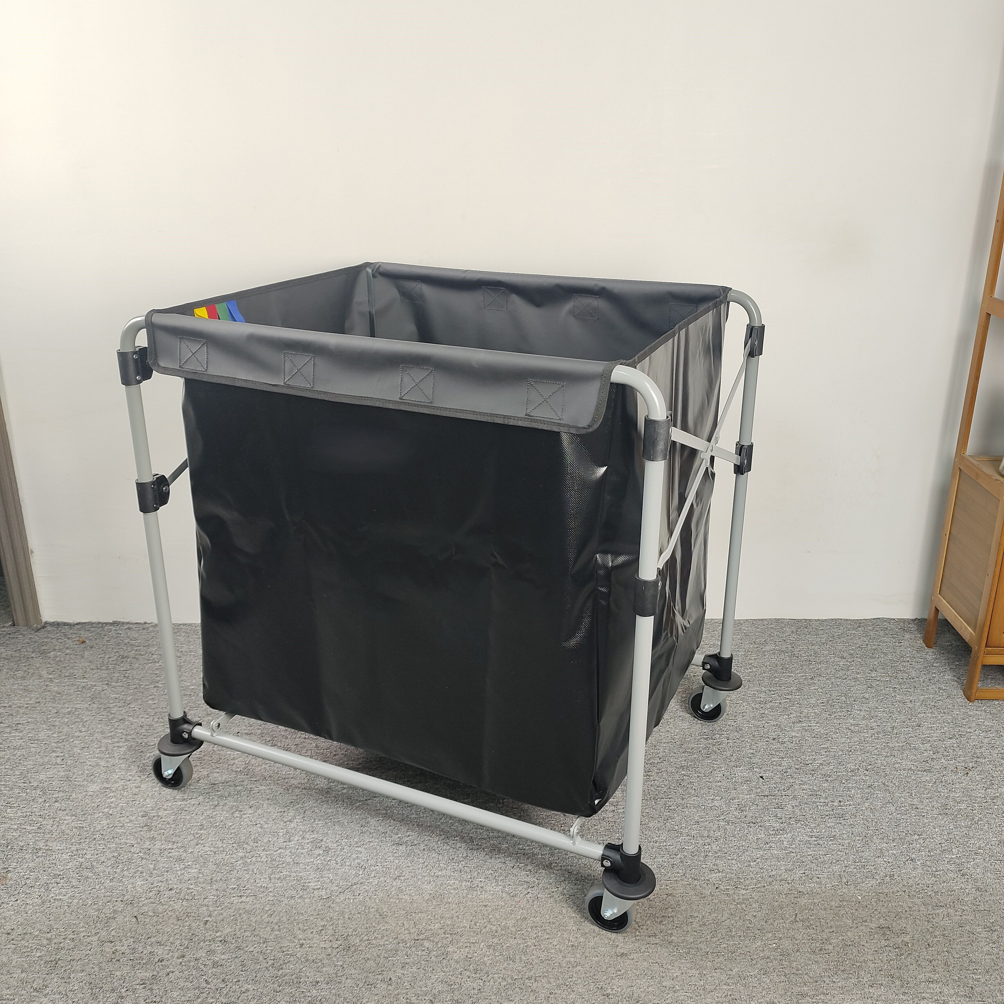 Buy Foldable Hotel Laundry Cart With Wheels Heavy Duty Stainless Steel ...