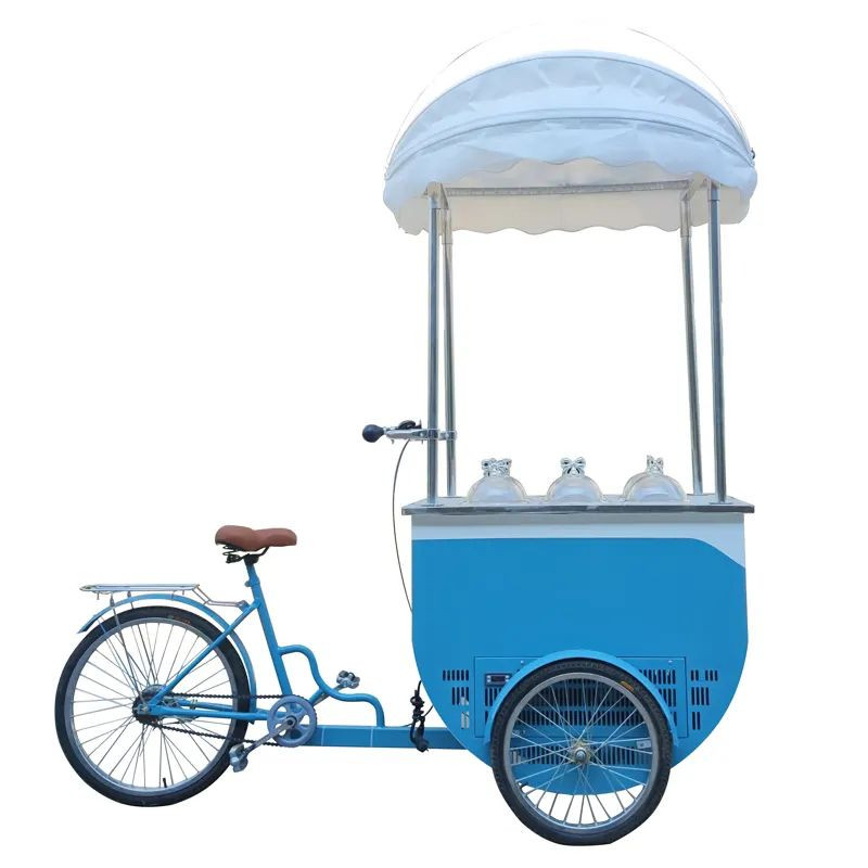 Buy Ice Slush Cart Coffee Tricycle 3 Wheels Ice Cream Rolled Food Cart ...