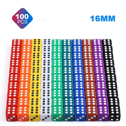 Buy 16mm 6-sided Rounded Corner Dice Set Standard Size D6 Game Dice In ...