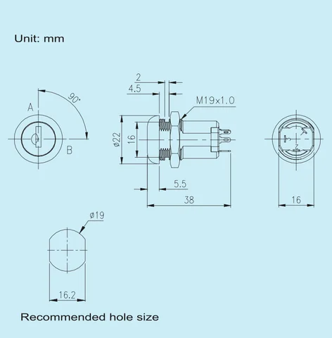 Buy 2 Terminals On Off Tubular Key Lock Switch From Taiwan Manufacturer ...