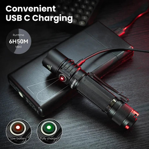 Buy 3800lm Usb C Rechargeable Xhp50b Led Torch With Dual Switch Power ...