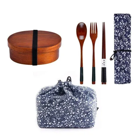 Buy Bento Box Oval Brown Wood Sushi Lunch Box Simple Creative Wooden ...
