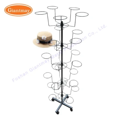 Buy Black Powder Coated Metal Wire Spinning Hat Holder Display Rack On ...