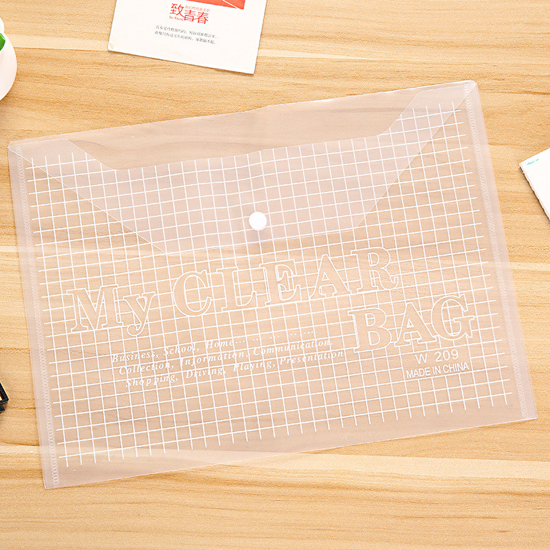 Buy Clear Pp Plastic File Pouch Document Storage Bag A4 Size Grid File ...