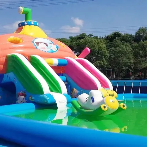 Buy Inflatable Water Slide Castle For Children Amusement Park, Swimming ...