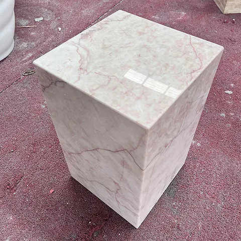 Buy Kings-wing Natural Pink Marble Square Column Plinth Coffee Table ...