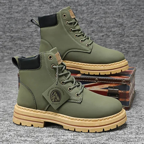 Buy Mens Low Cut Boots Fashion Motorcycle Ankle Boots Men Winter Lace ...