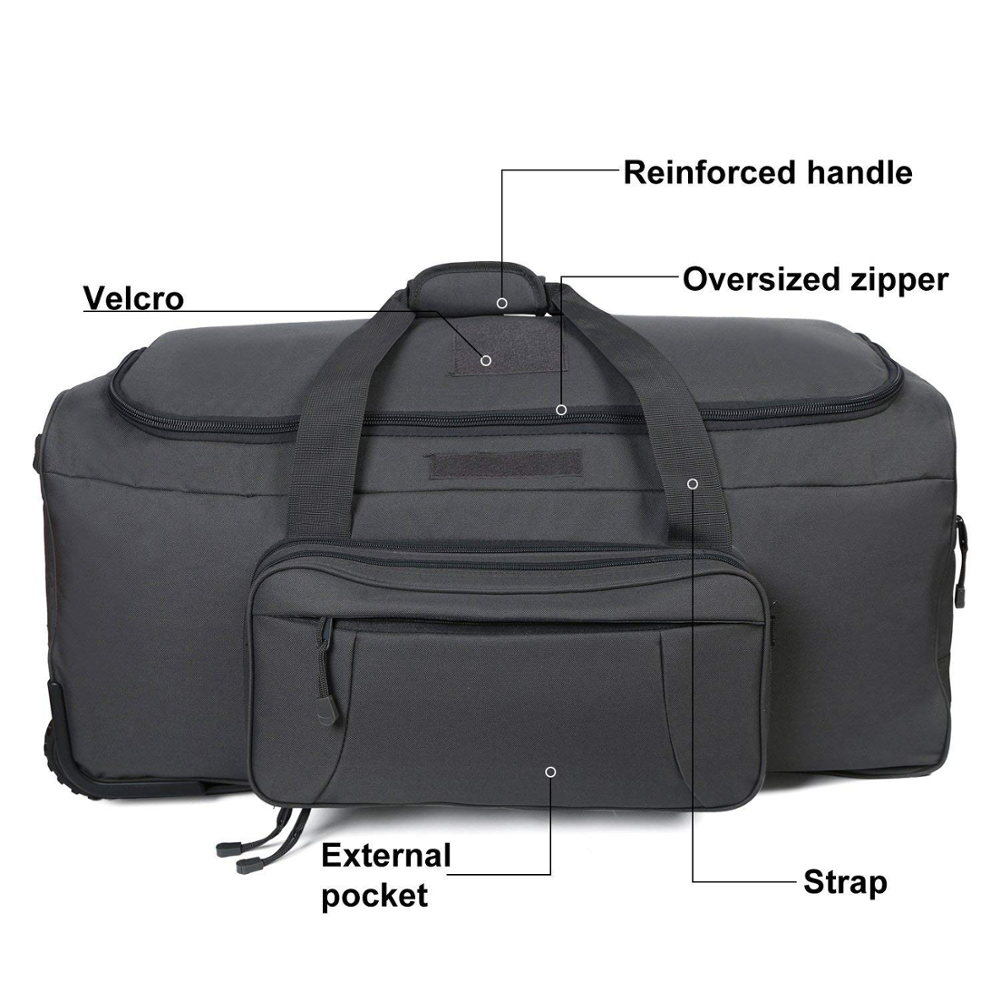 Buy Military Tactical Wheeled Deployment Trolley Duffel Bag Heavy-duty ...