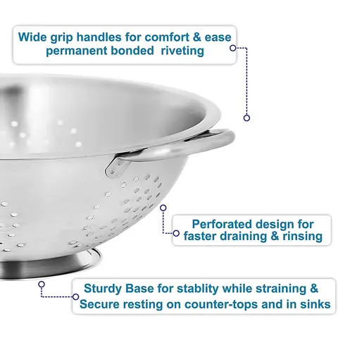 Buy Round Shape Drainer Strainer Metal Colander 3 Litre Vegetable ...