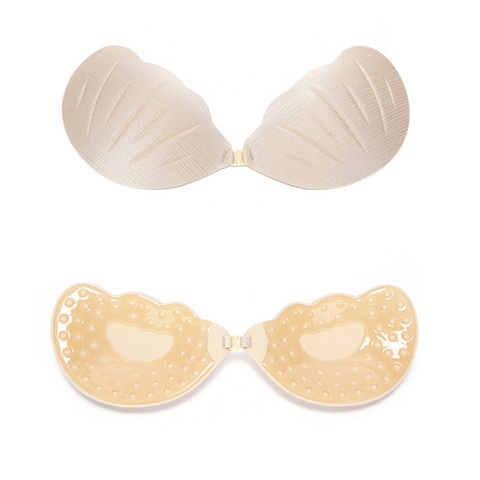 Buy Super Gathering Deep V Push Up Invisible Silicone Sticky Shell Bra ...