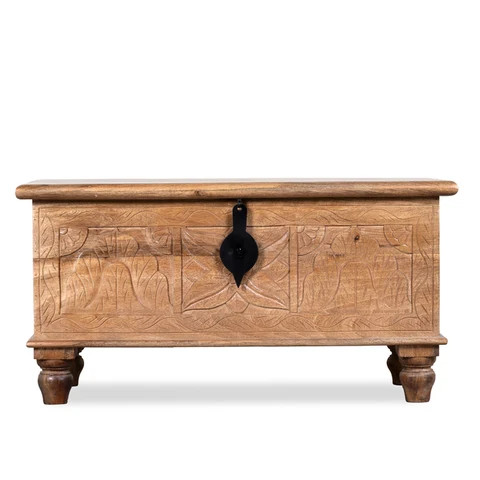Buy Vintage Wooden Trunk Hand Carved Design Antique Indian Style Hand ...