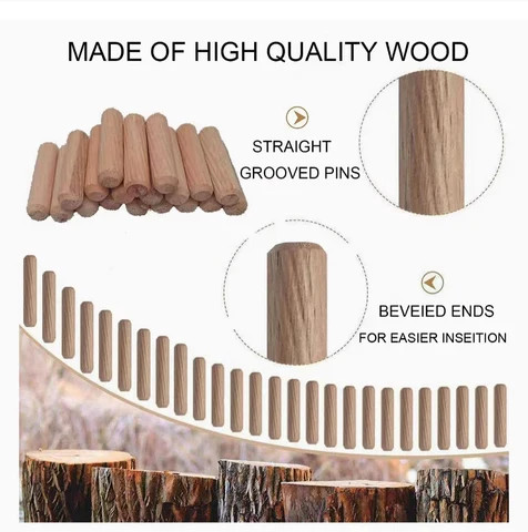 Buy Wooden Dowel Pins Fluted Beveled Ends Wood Dowel Pegs Kiln Dried ...