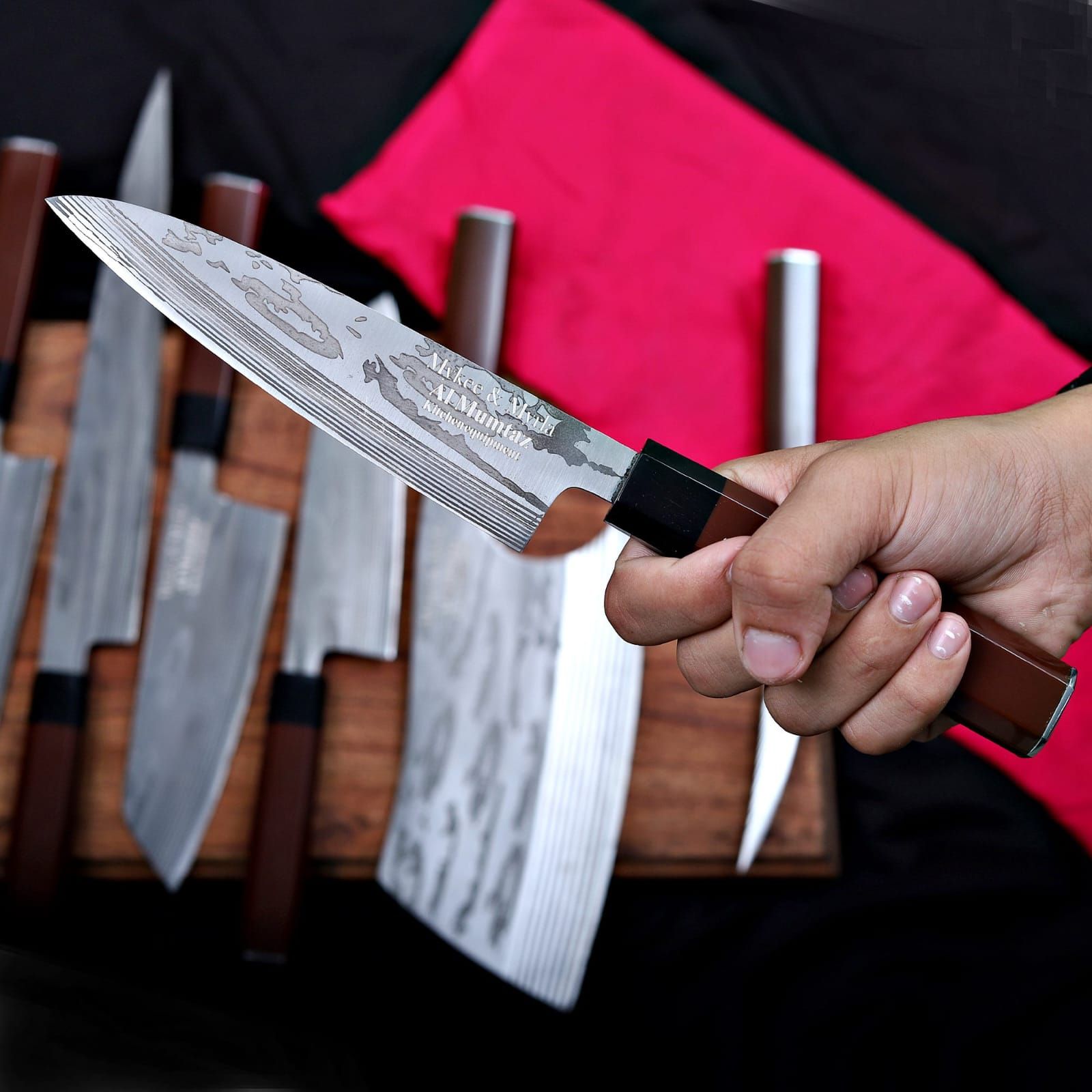 Buy Kitchen Knives Set Of Sandvik Steel With Leather Roll Bag from AH ...