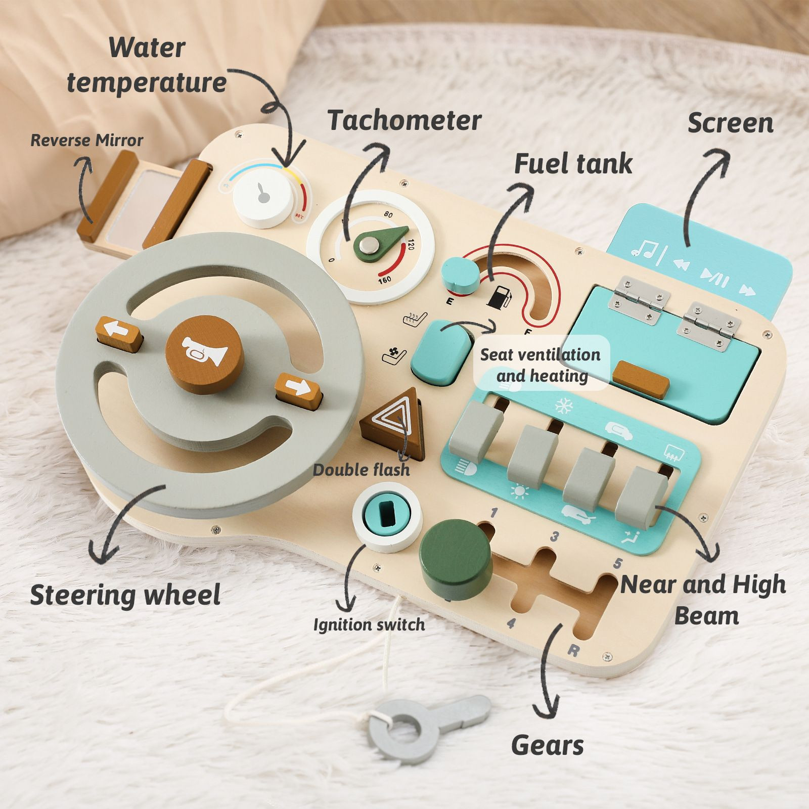 Buy Wooden Car Busy Board For Kids – Montessori Educational Toy, Fine ...