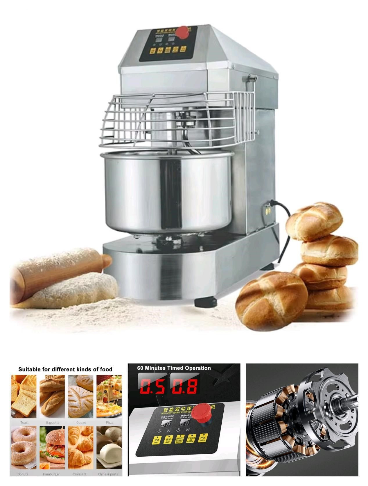 Buy Double-action Two-speed Dough Mixer, Large-scale Commercial Kneading Machine, Stainless ...