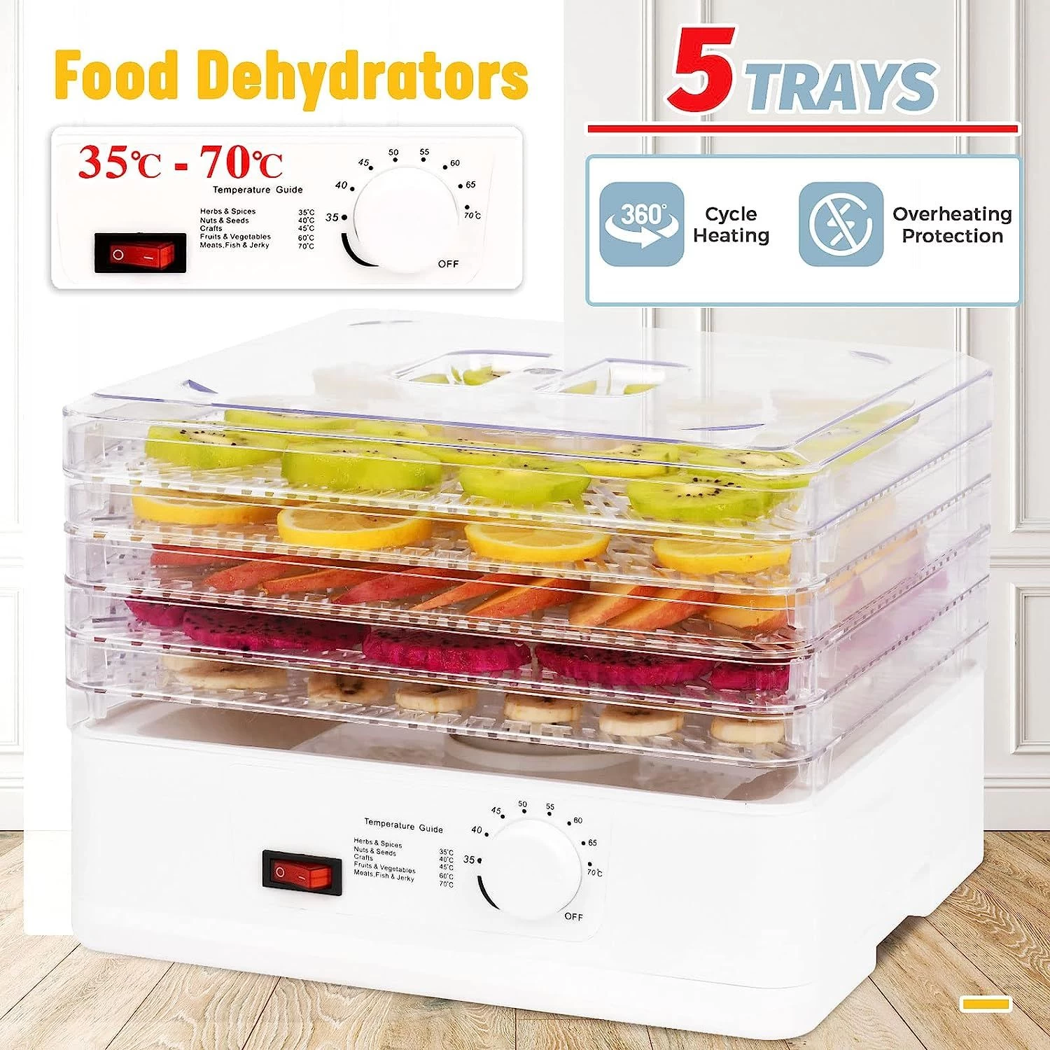 Buy 350w 5-layers Food Dehydrator Commercial Home Dual-use Food Dryer ...