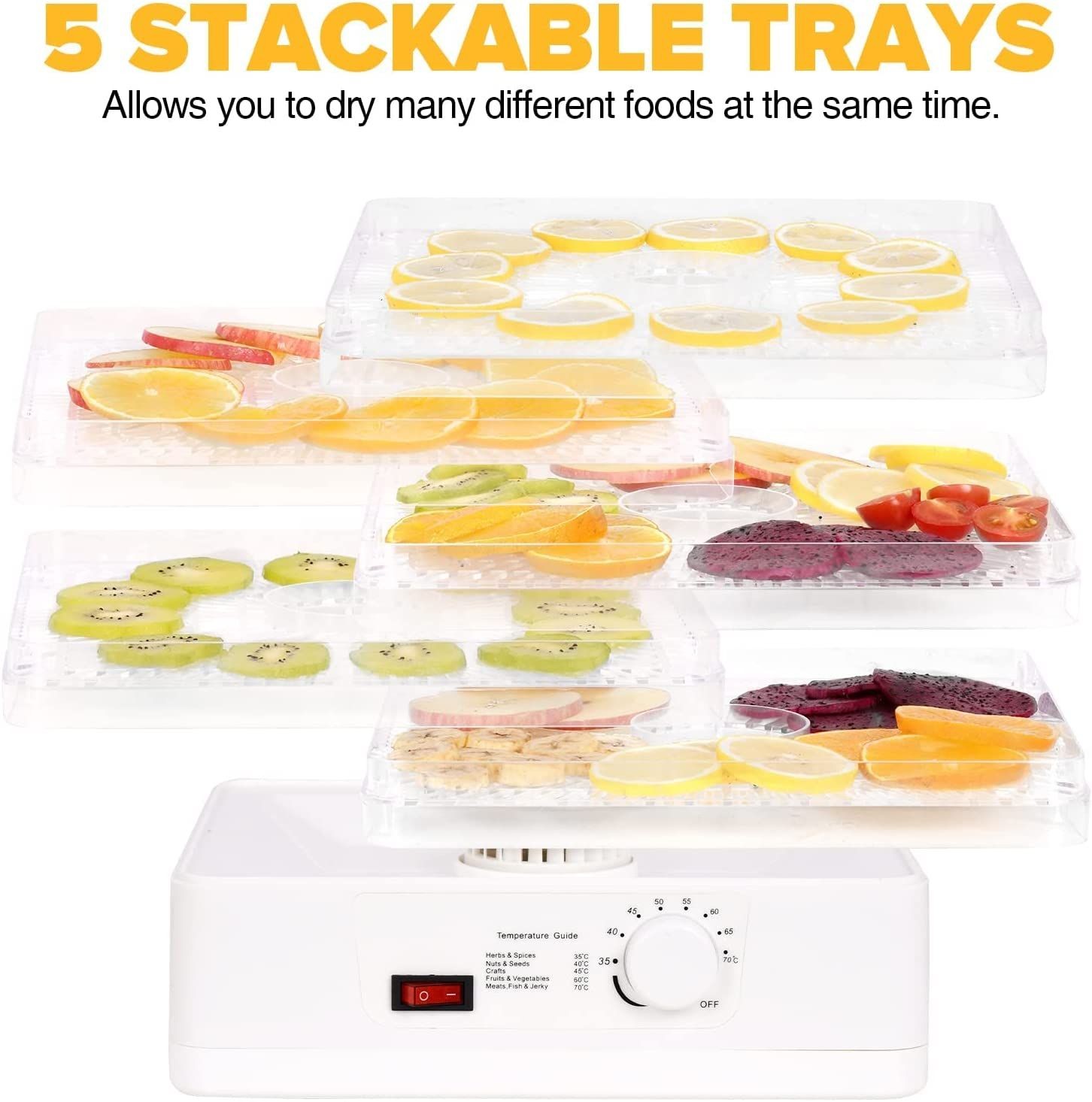 Buy 350w 5-layers Food Dehydrator Commercial Home Dual-use Food Dryer ...