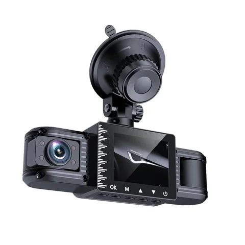 Buy 3 Lens Camera Dashboard Dual 180 Degree Dvr Vehicle Recorder 4k ...