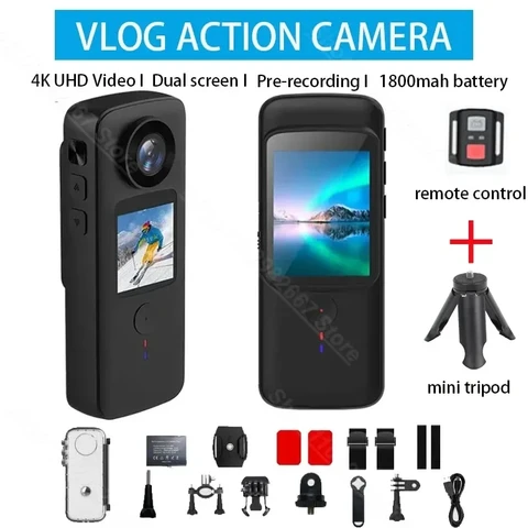 Buy 4k Wifi Anti-shake Action Camera Dual Screen 30m Waterproof Touch Screen Sport Camera For ...