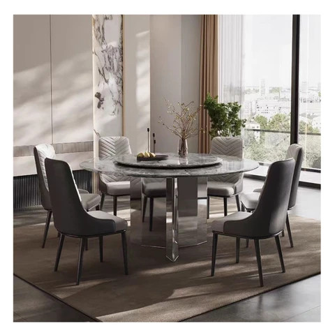 Buy Clover Base Titanium Black Mirror Round Dinning Table from Jiangsu ...