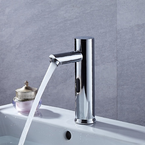 Buy Deck Mounted Chrome Basin Sensor Water Tap Single Hole Water Saving ...