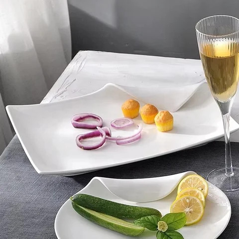 Buy High-end Porcelain Rectangle Dinnerware White Ceramic Plates ...