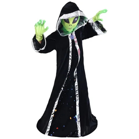 Buy Kids Scary Deep Space Alien Lord Cosplay Robe Hooded Outfit ...
