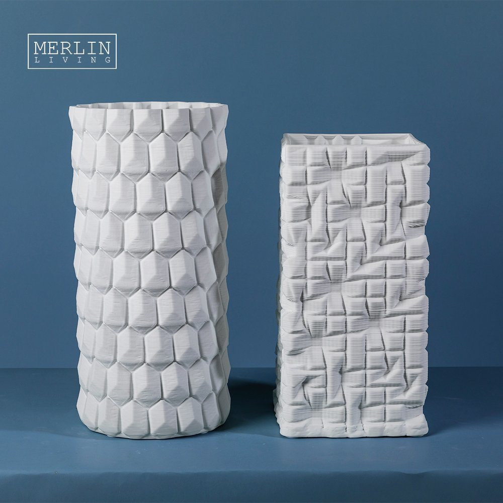 Buy Merlin Living 3d Printing White Decorative Vase Bee Mesh Pattern ...